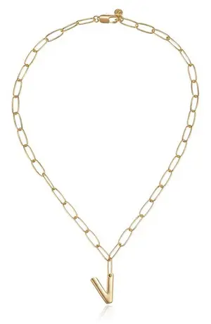 Ettika Ettika Initial Pendant Necklace Gold - V