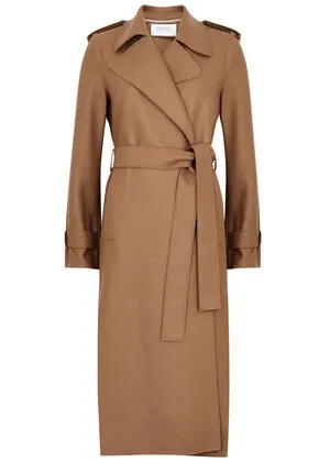 Harris Wharf London Belted Wool Trench Coat - Caramel | Editorialist
