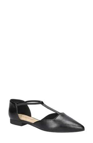 BELLA VITA Darby T-strap Pointed Toe Flats - Black
