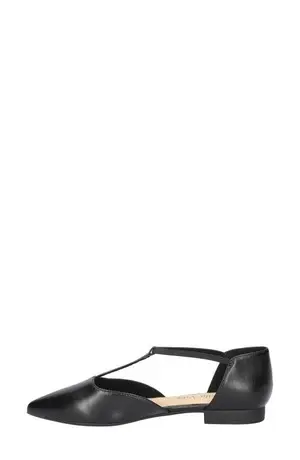 BELLA VITA Darby T-strap Pointed Toe Flats - Black