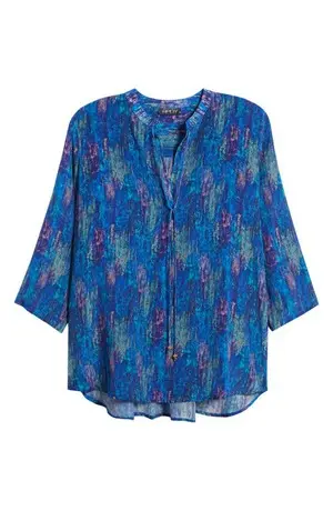 APNY Tie-neck Blouse - Blue Multi