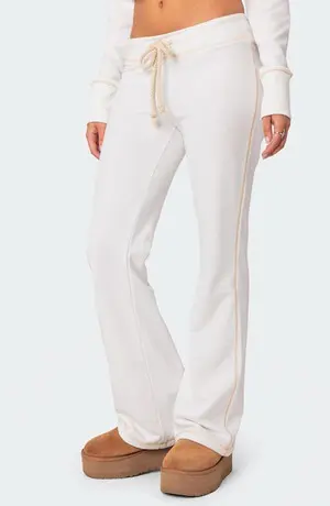 EDIKTED Alexia Low Rise Sweatpants - White