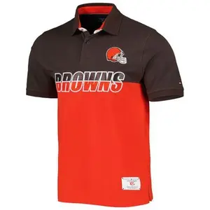 Tommy Hilfiger Brown Cleveland Browns Color Block Polo - Orange