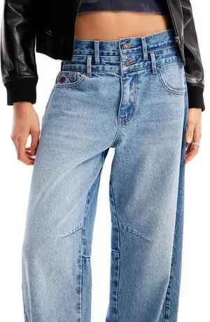 Desigual Double Waist Balloon Leg Jeans