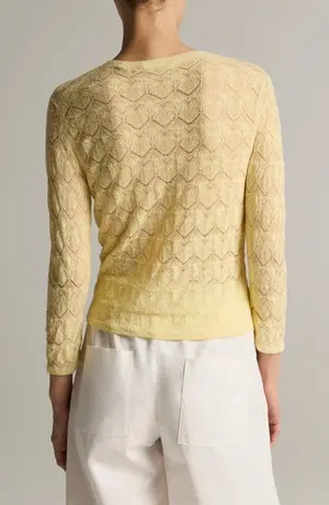 Vince Long Sleeve Cotton Lace Top - Dandelion