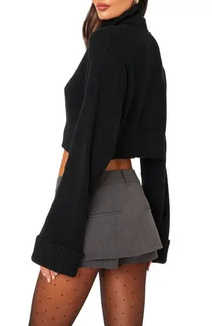 EDIKTED Oversized Turtleneck Ribbed Crop Sweater