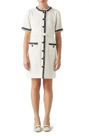 LK BENNETT Charlie Tweed Dress - Ivory