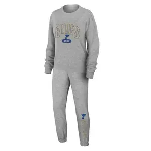 WEAR BY ERIN ANDREWS St. Louis Blues Knit Long Sleeve T-shirt And Pants Sleep Set - Heather Gray