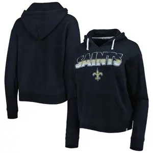 '47 New Orleans Saints Color Rise Kennedy Notch Neck Pullover Hoodie - Black