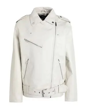 Vero Moda Coated Biker Jacket With Belt - White