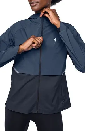 On Core Hooded Packable Running Jacket - Denim/navy