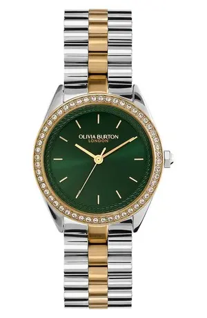 OLIVIA BURTON Bejewelled Bracelet Watch - Green