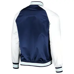 Mitchell & Ness Deep Sea Blue/white Seattle Kraken Primetime Raglan Satin Full-snap Jacket