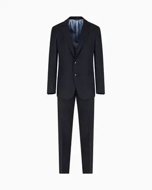 Giorgio Armani Manhattan Line Virgin-wool Single-breasted Suit - Blue