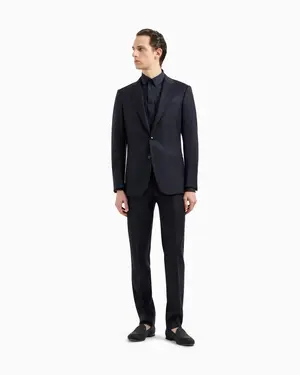 Giorgio Armani Manhattan Line Virgin-wool Single-breasted Suit - Blue
