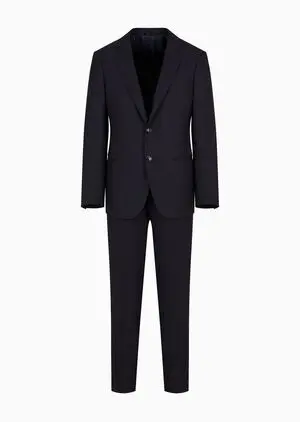 Giorgio Armani Manhattan Line Virgin-wool Single-breasted Suit Midnight Blue
