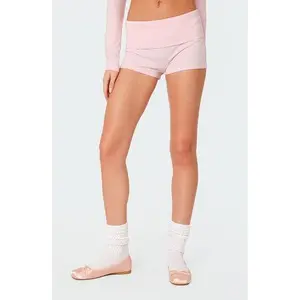 EDIKTED Meg Foldover Shorts - Pink