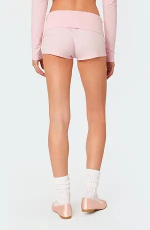 EDIKTED Meg Foldover Shorts - Pink