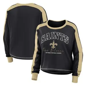 WEAR BY ERIN ANDREWS New Orleans Saints Colorblock Long Sleeve T-shirt - Black