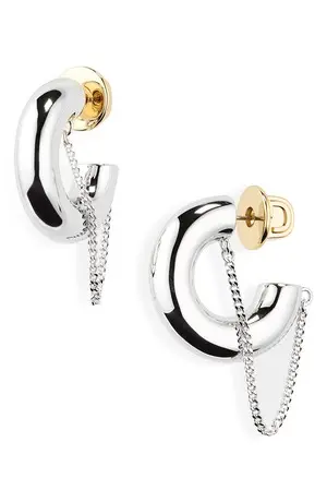 Demarson Mini Miley Chain Detail Hoop Earrings