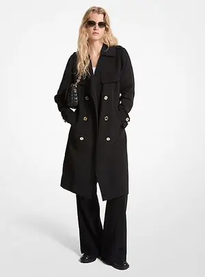 Michael Kors Draped Woven Trench Coat Black