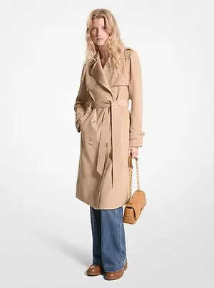 Michael Kors Draped Woven Trench Coat Natural