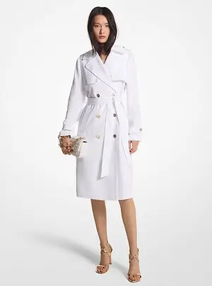 Michael Kors Draped Woven Trench Coat White
