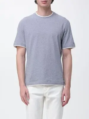 Brunello Cucinelli Crewneck Cotton T-shirt With Contrast Trims - Grey