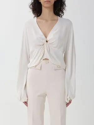 Elisabetta Franchi Draped Knot Detail V-neck Blouse
