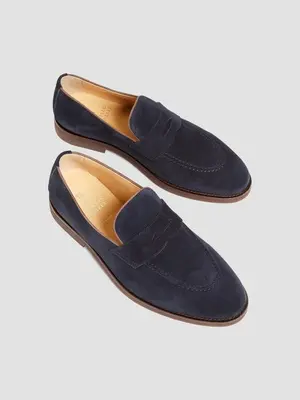 Brunello Cucinelli Leather Loafers - Navy