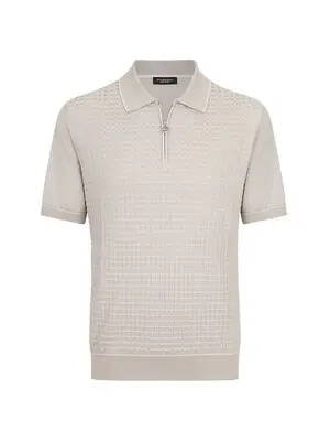 Stefano Ricci Zip Polo Shirt Base Beige