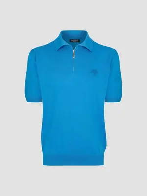 Stefano Ricci Zip Polo Shirt - Bright Blue