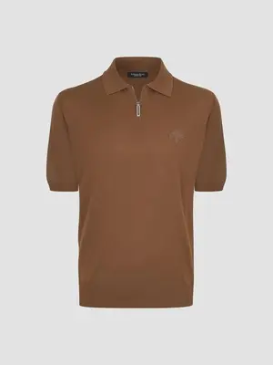 Stefano Ricci Zip Polo Shirt - Brown