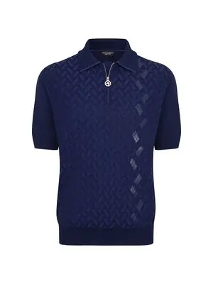Stefano Ricci Zip Polo Shirt Dark Blue