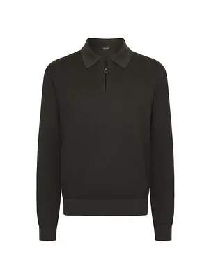 Stefano Ricci Zip Polo Shirt Dark Green