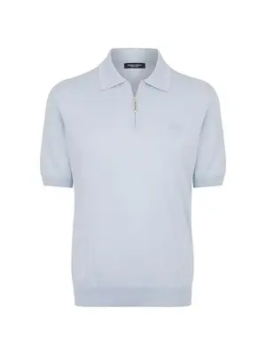 Stefano Ricci Zip Polo Shirt Light Blue