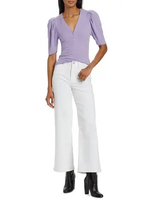FRAME Le Slim Palazzo Mid-rise Stretch Flare Jeans - White