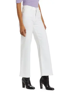 FRAME Le Slim Palazzo Mid-rise Stretch Flare Jeans - White