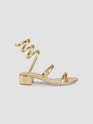 Rene Caovilla 40mm Metallic Leather Wrap Sandals
