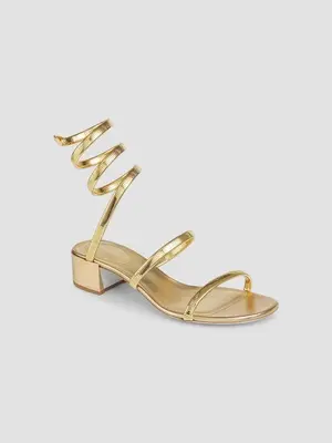 Rene Caovilla 40mm Metallic Leather Wrap Sandals