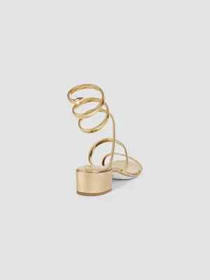 Rene Caovilla 40mm Metallic Leather Wrap Sandals