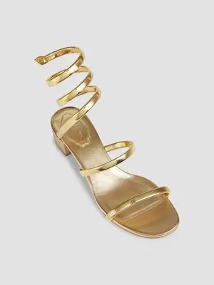 Rene Caovilla 40mm Metallic Leather Wrap Sandals