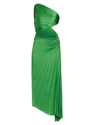 A.L.C. Women's Dahlia Pleated Satin One-Shoulder Midi-Dress - Basil  - Basil