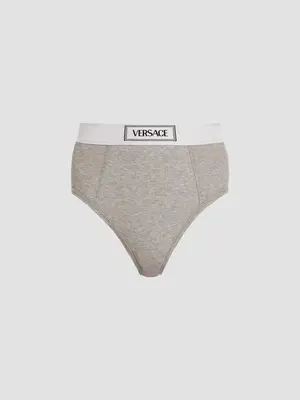 Versace Ribbed Logo Brief - Grey Melanges