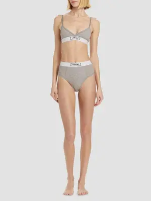 Versace Ribbed Logo Brief - Grey Melanges