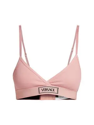 Versace Rib-knit Logo Bralette Pale Pink