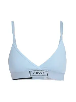Versace Rib-knit Logo Bralette Pastel Blue