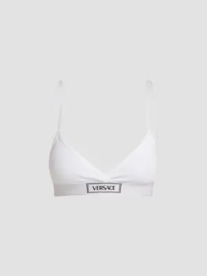 Versace Rib-knit Logo Bralette - White