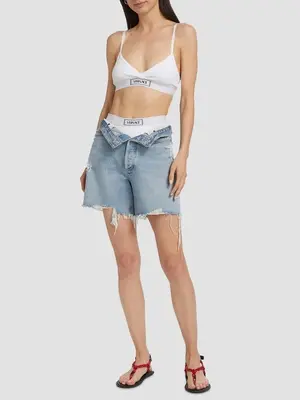 Versace Rib-knit Logo Bralette - White