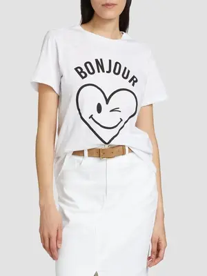 Cinq À Sept Bonjour Smiling Heat Graphic Cotton T-shirt
